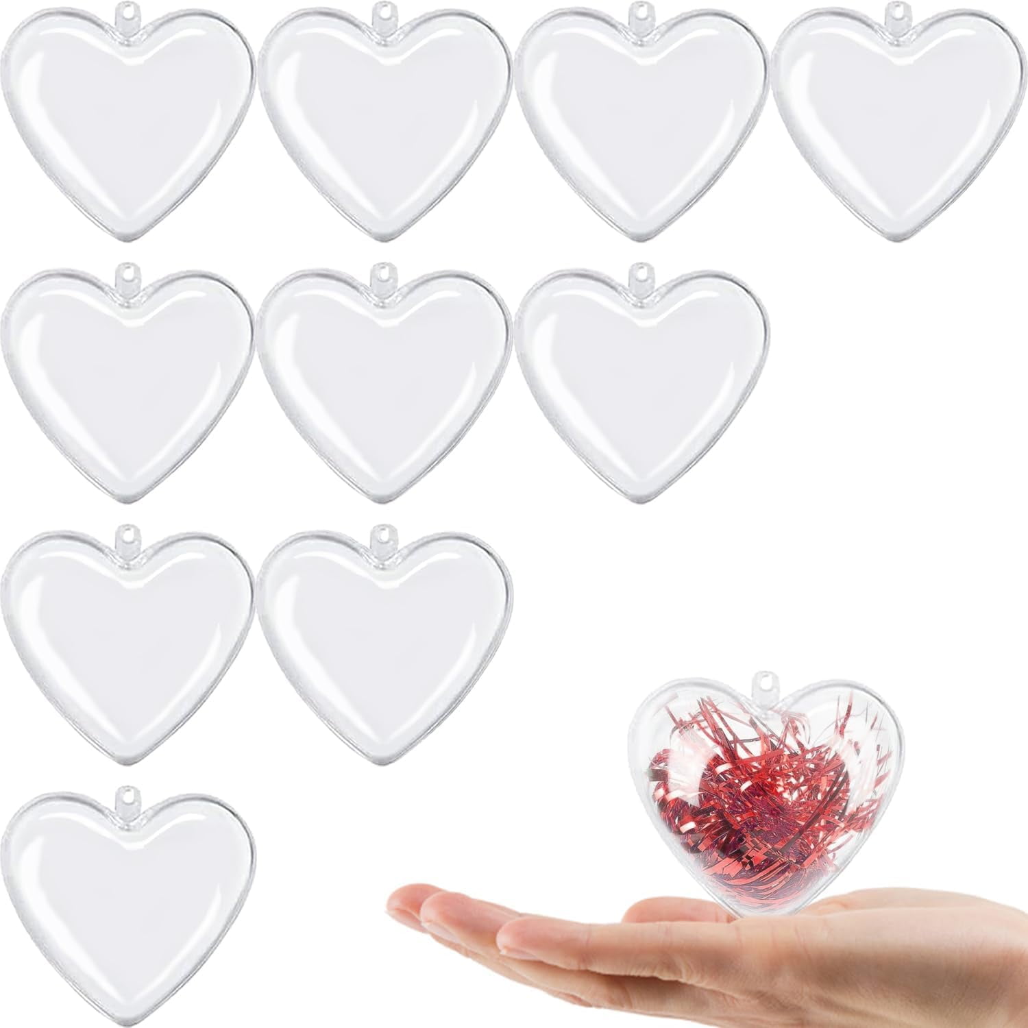 10 Pcs Clear Fillable Ornaments Ball,Transparent Plastic Heart Ornament ...
