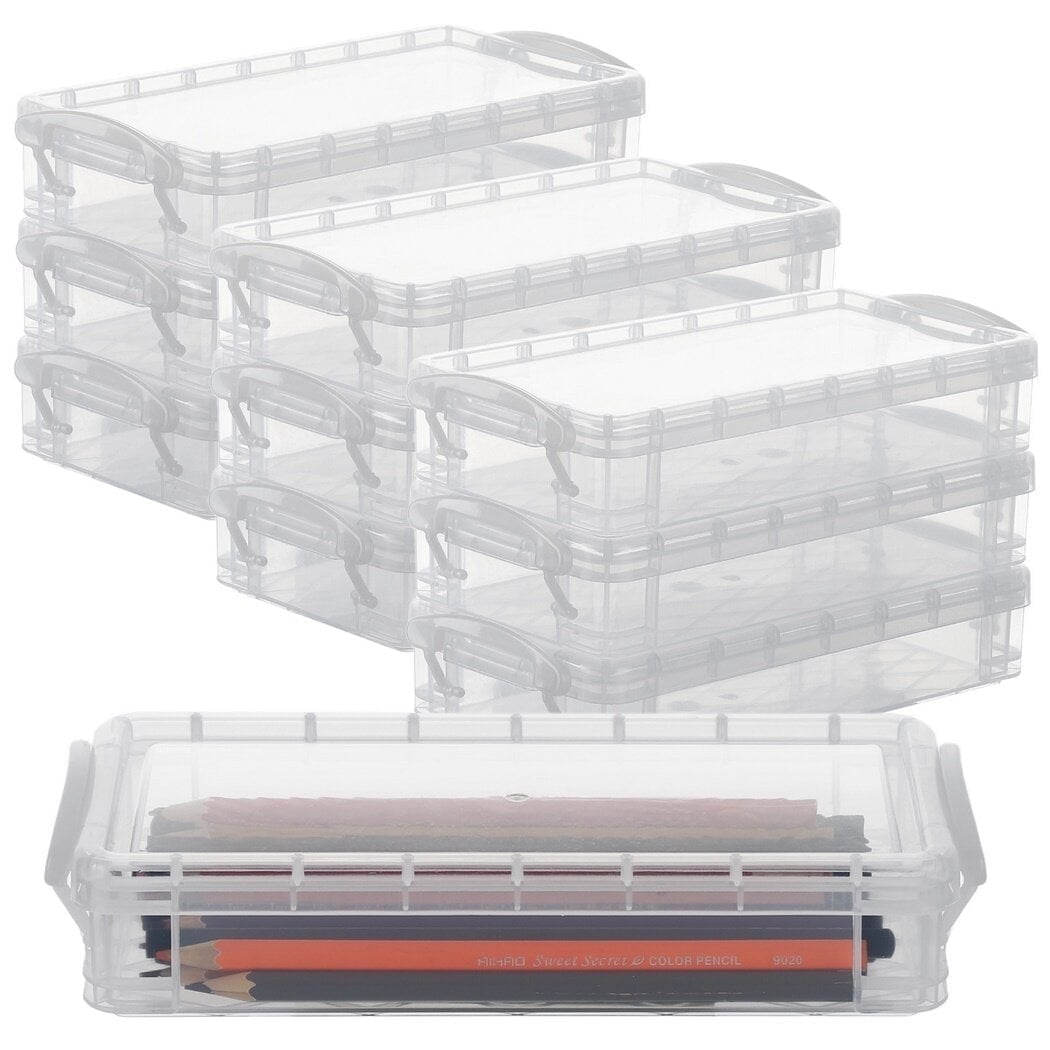 10 Pcs Clear Pencil Boxes, Stackable Plastic Pencil Cases, Large ...