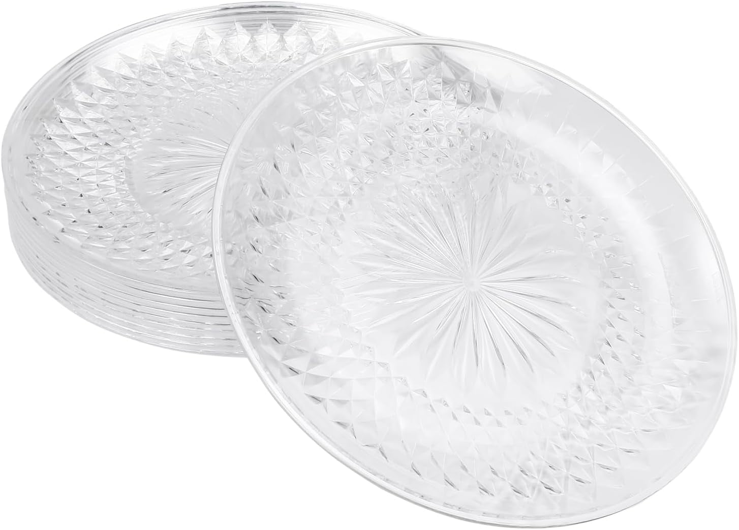 10 Pcs Clear Plastic Tray, 14 Inch Crystal Clear Round Serving Platters ...
