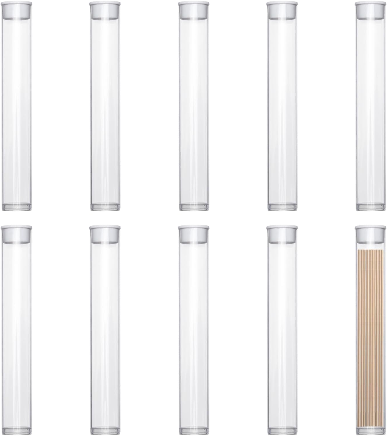 10 Pcs Clear Plastic Tube with White Lid Transparent Plastic Tube Clear ...