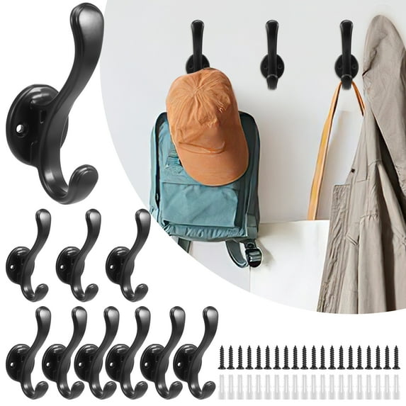 10 Pcs Coat Hook Wall Mount with Screws Heavy Duty Wall Coat Hook for ...