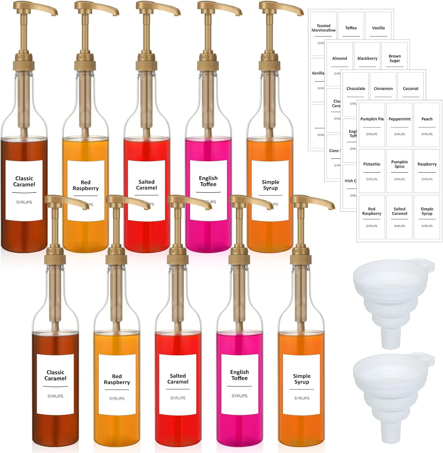 10 Pcs Coffee Syrup Dispenser 25.4 oz 750 ml Coffee Syrup Gold Pump ...