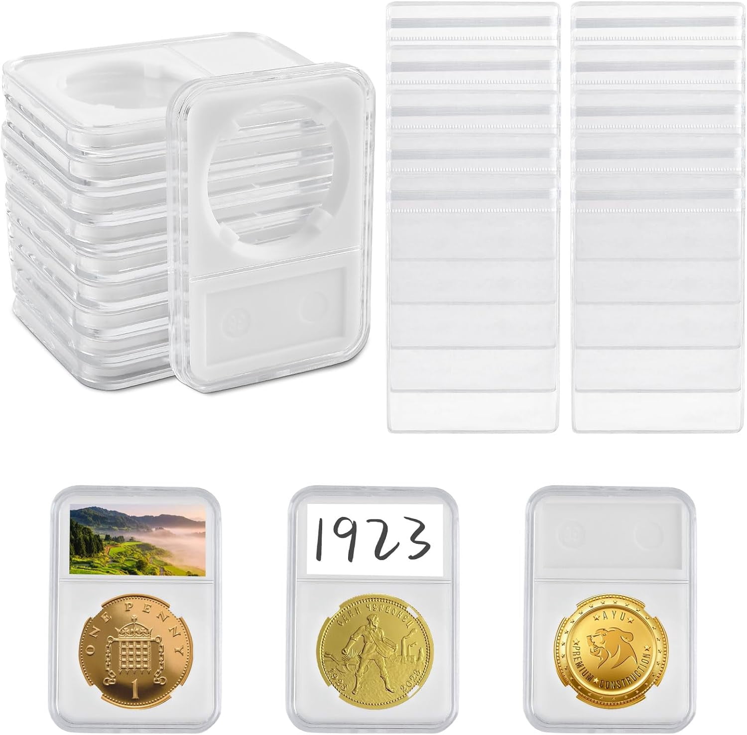 10 Pcs Coin Slab Display Holder, Plastic Coin Storage Case, Clear Coin ...
