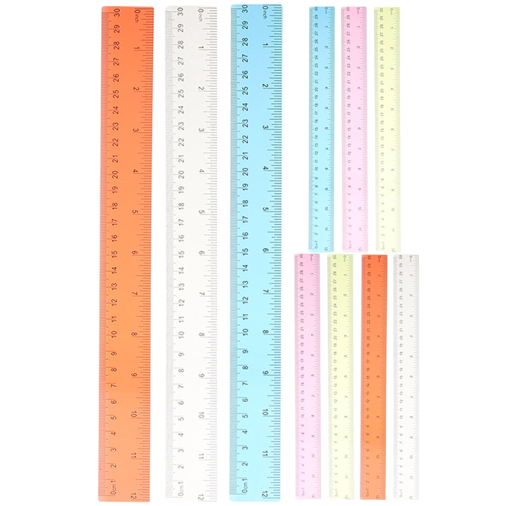 10 Pcs Color Ruler Measuring Plastic Rulers Reusable Drawing Classroom ...