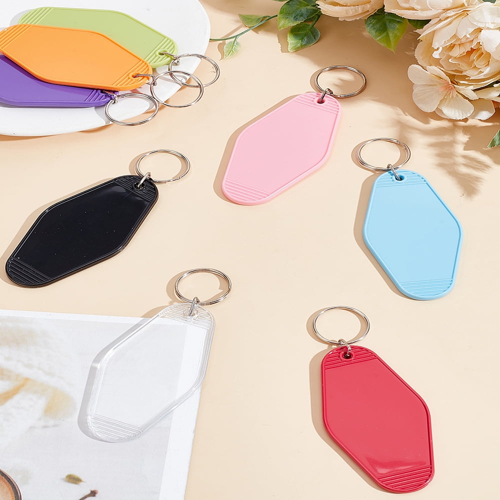 10 Pcs Colorful Key Tags Labels Keychain Rhombus Plastic Keychain ...