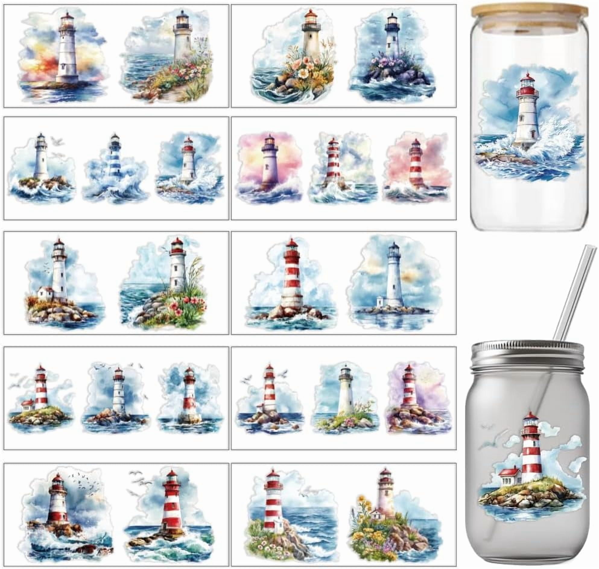 10 Pcs Colorful Lighthouse Theme Cup Printing UV Transfer Papers 10 ...