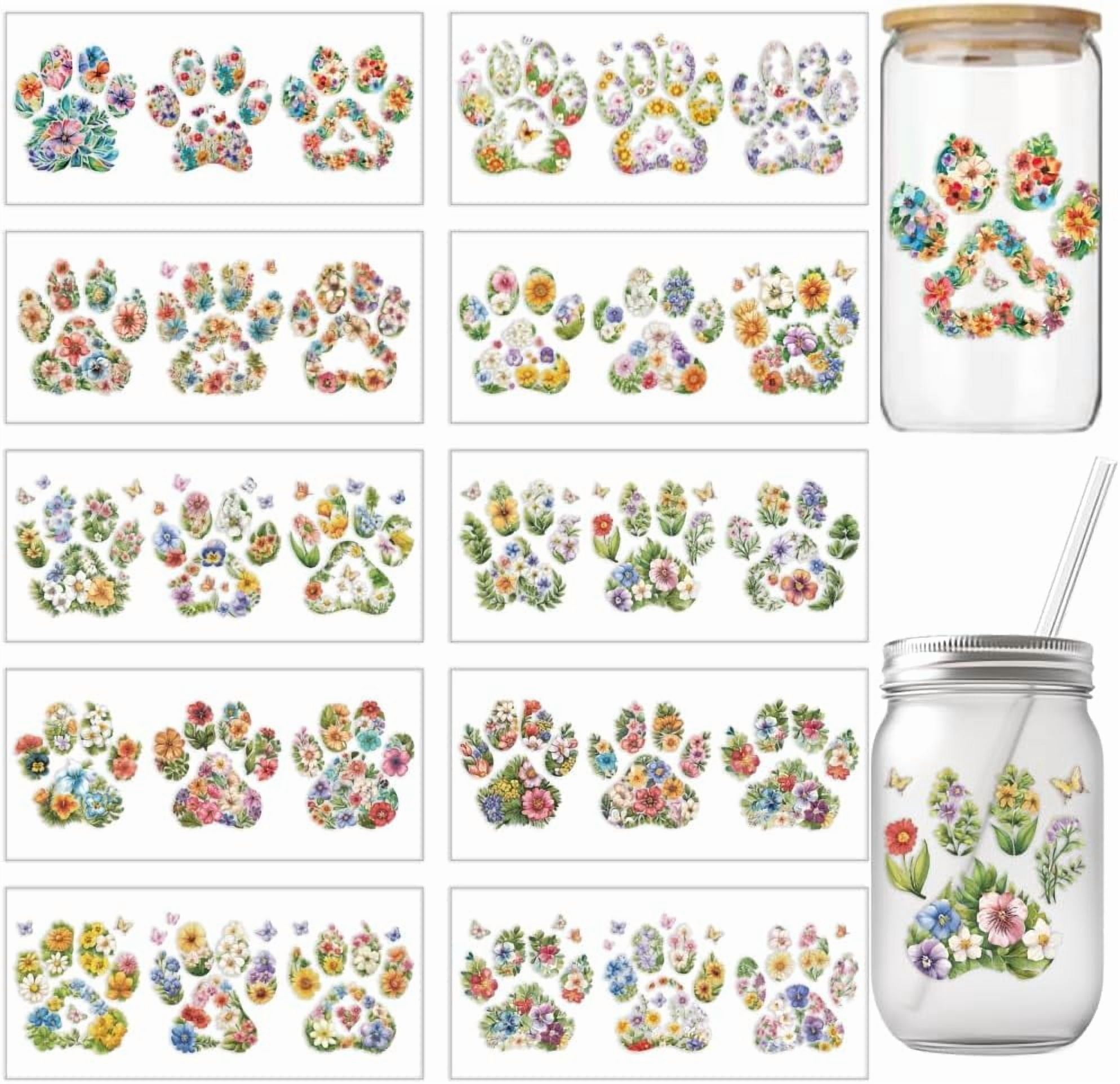 10 Pcs Colorful Paw Print Theme Cup Printing UV Transfer Papers 10 ...