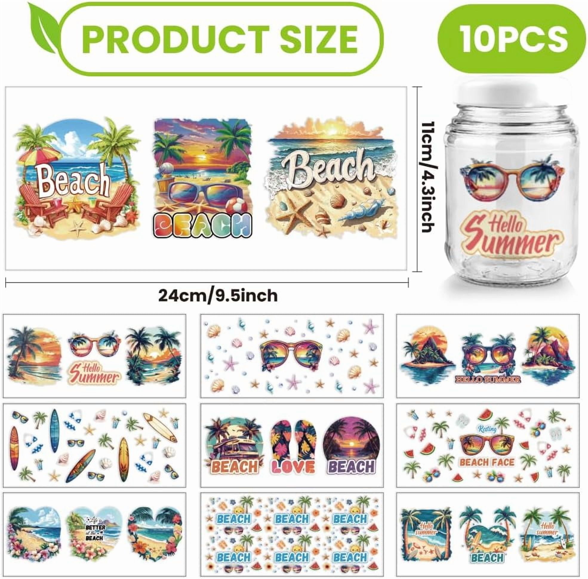 10 Pcs Colorful Sand Beach Theme Cup Printing UV Transfer Papers 10 ...