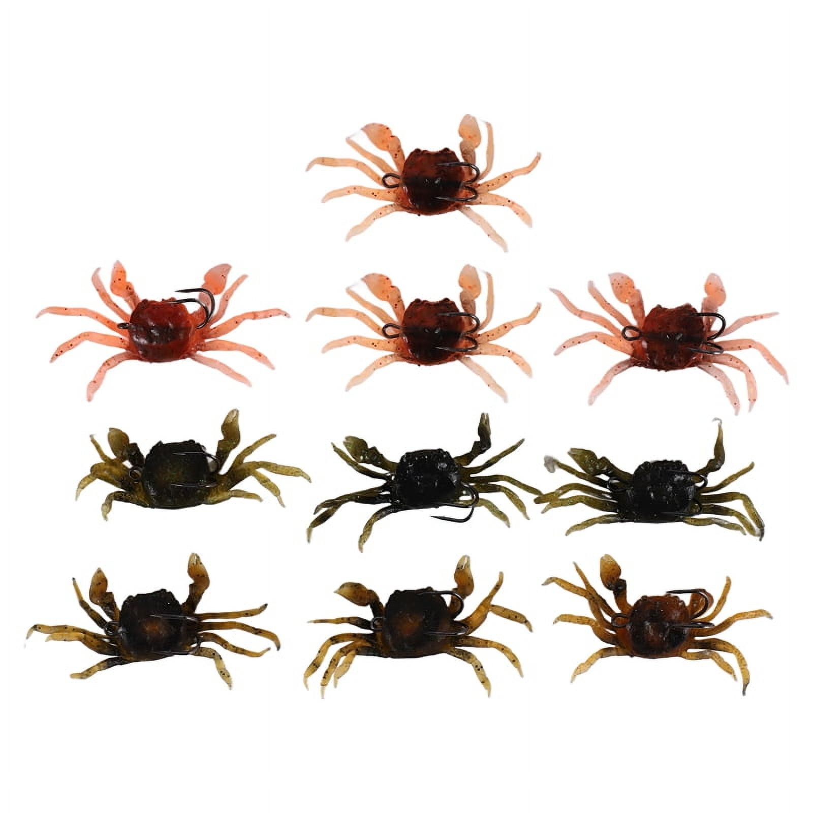 10 Pcs Crab Bait, 3D Simulation Crab Soft Bait with Pointed Hook ...