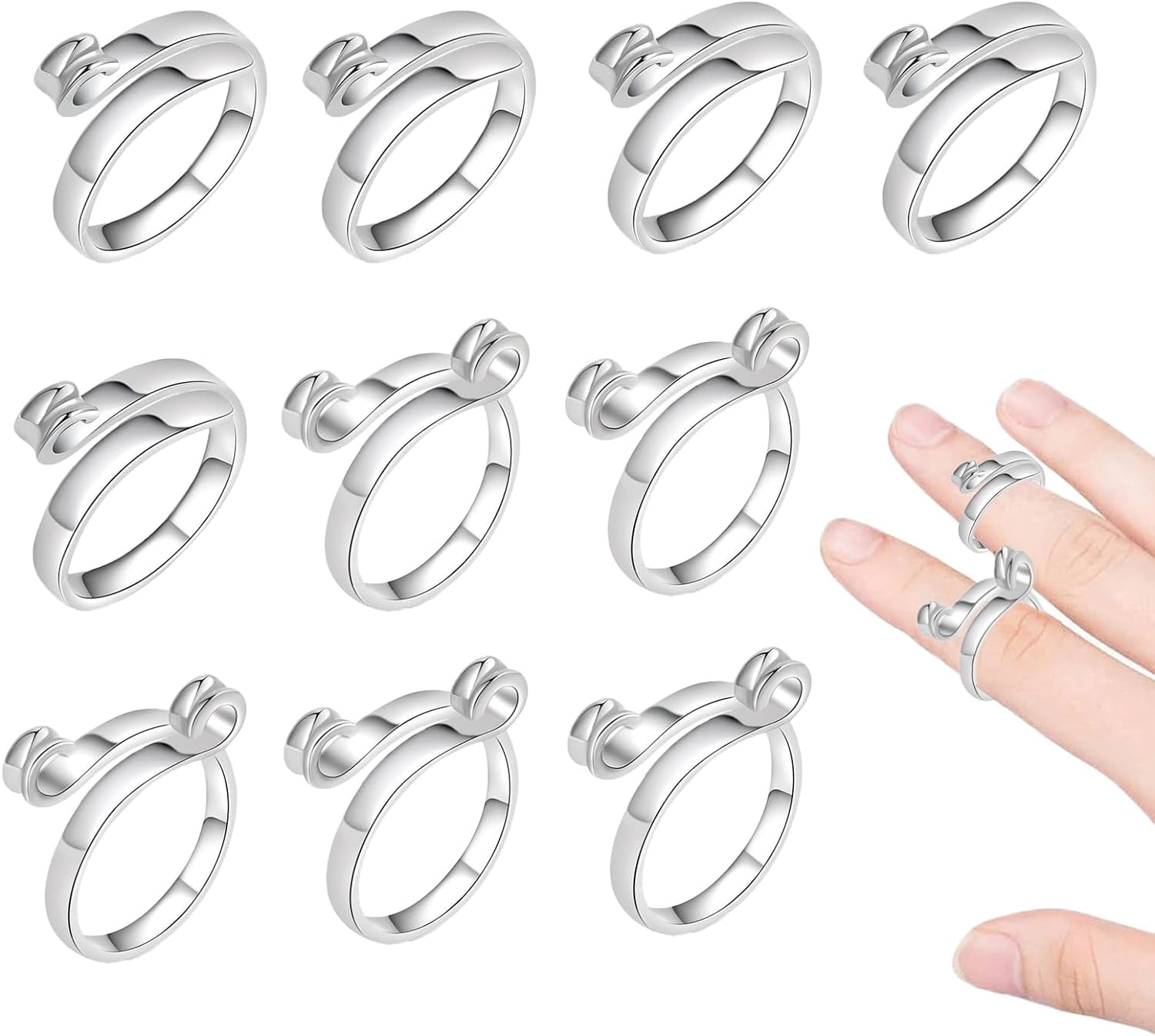 10 Pcs Crochet Ring,Knitting Ring for Crochet,Metal Crochet Accessories ...