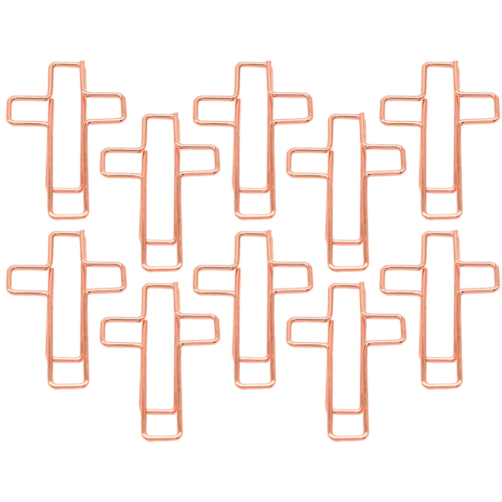 FENGGUIQU Rose Gold Cross Paper Clips for Office Use Metal Material ...