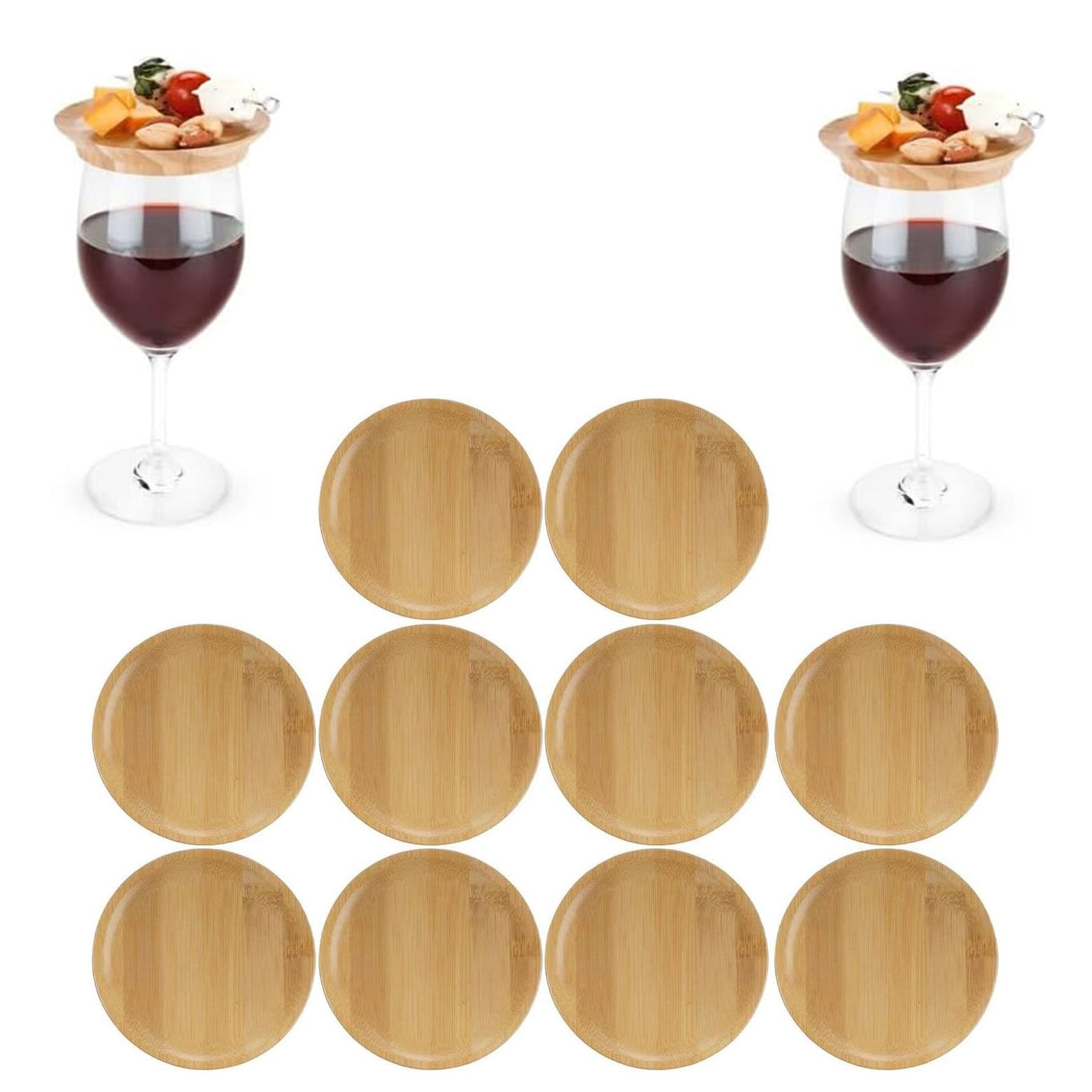 10 Pcs Cup Covers, Glass Cup Topper Appetizers Plates, Wooden Wine ...