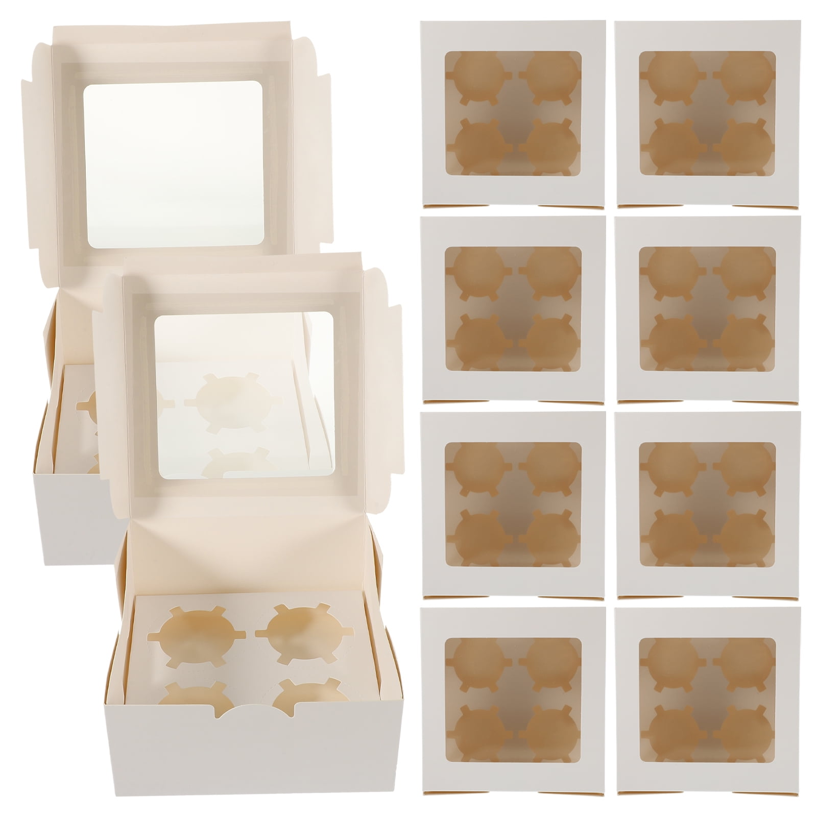 WHAMVOX 10pcs Cupcake Boxes Clear Window Bakery Box with 4 Hole Inserts ...