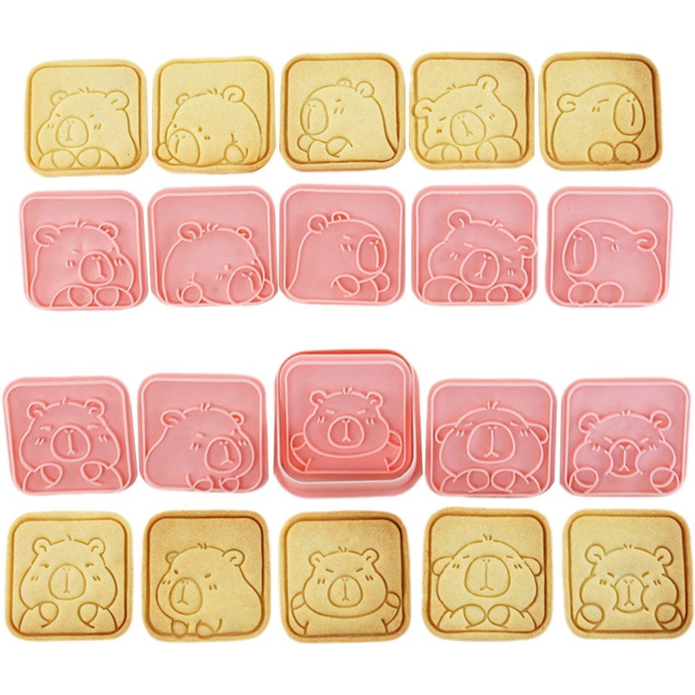10 Pcs Cute Animals Cookie Cutters Cartoon Capybara Cookie Stamps 3D ...