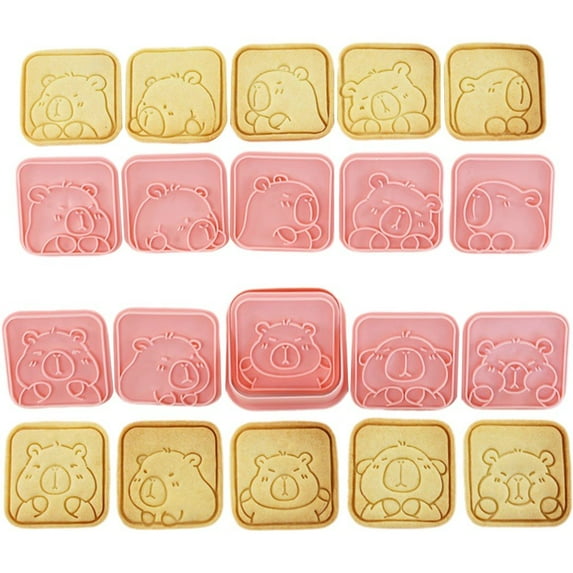 10 Pcs Cute Animals Cookie Cutters Cartoon Capybara Cookie Stamps 3D ...