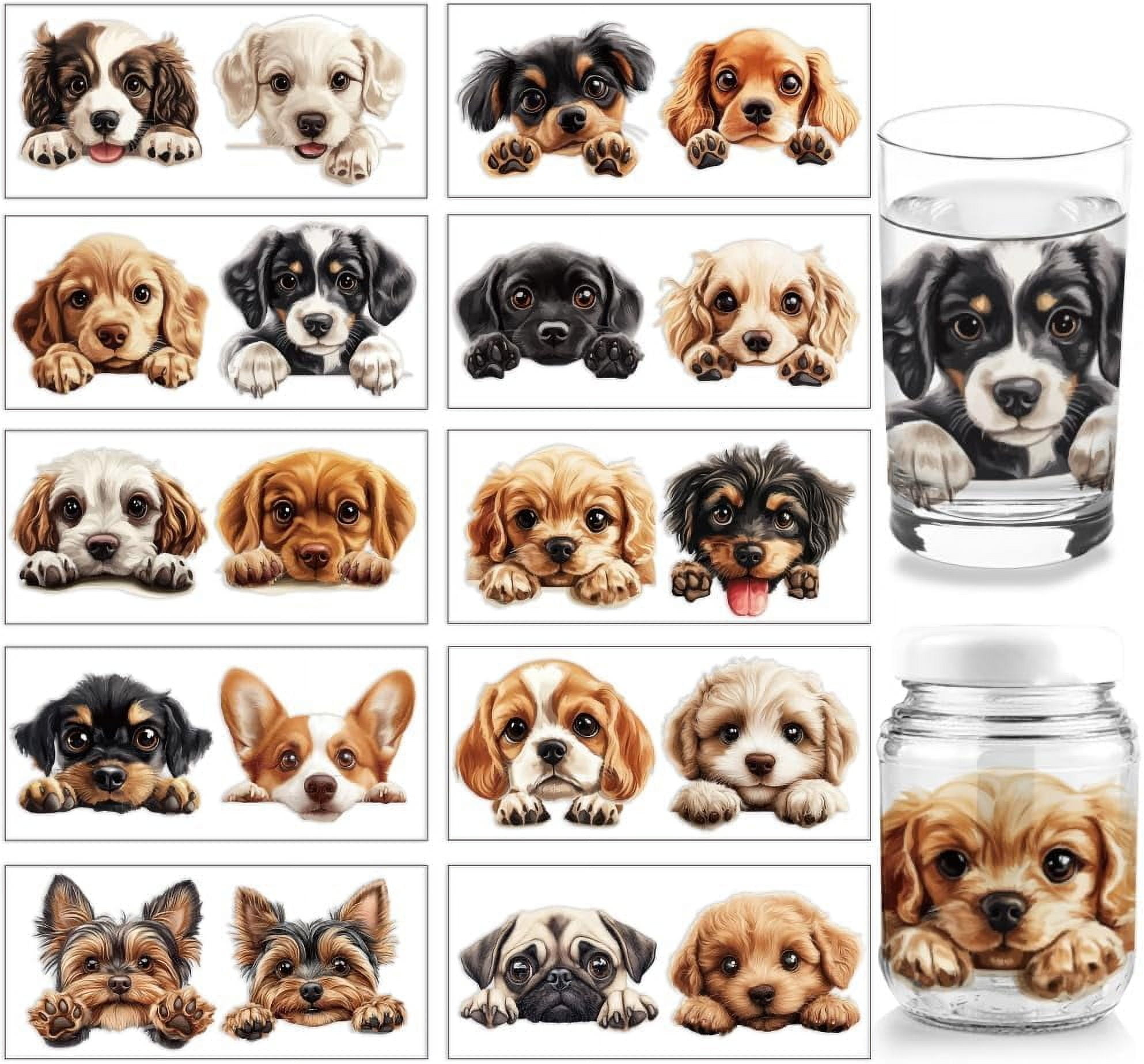 10 Pcs Cute Dog UV DTF Cup Wrap Transfer Sticker 10 Styles Peeping Dog ...