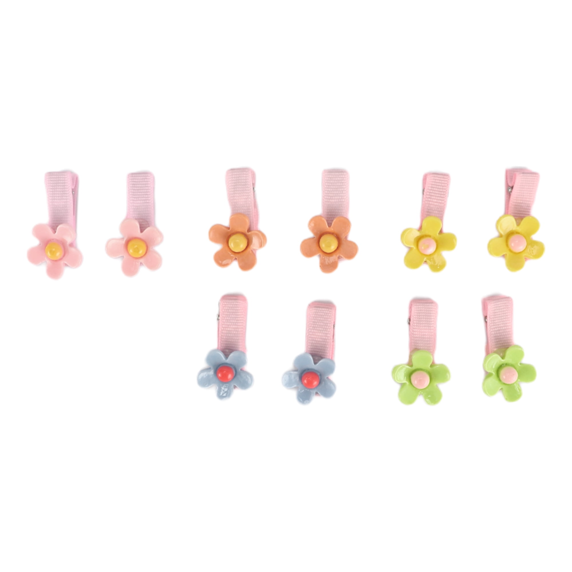 10 Pcs Cute Five-petal Flower Hair Clips for Girls Pink Orange Yellow ...