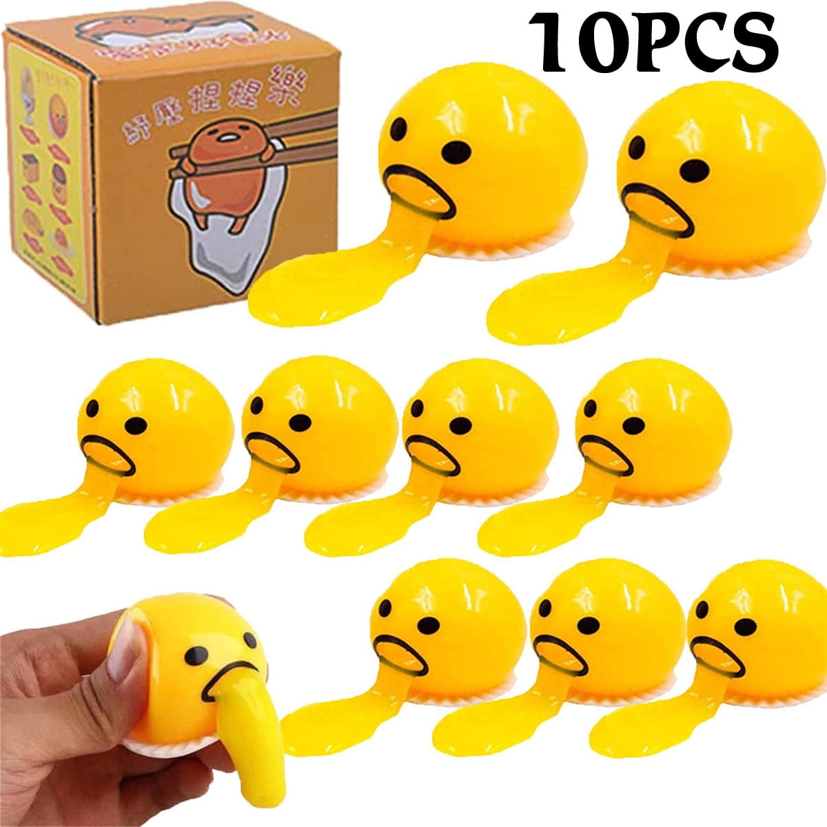 10 Pcs Cute Yellow Round Sucking and Vomiting Lazy Yolk Vomiting Yolk ...