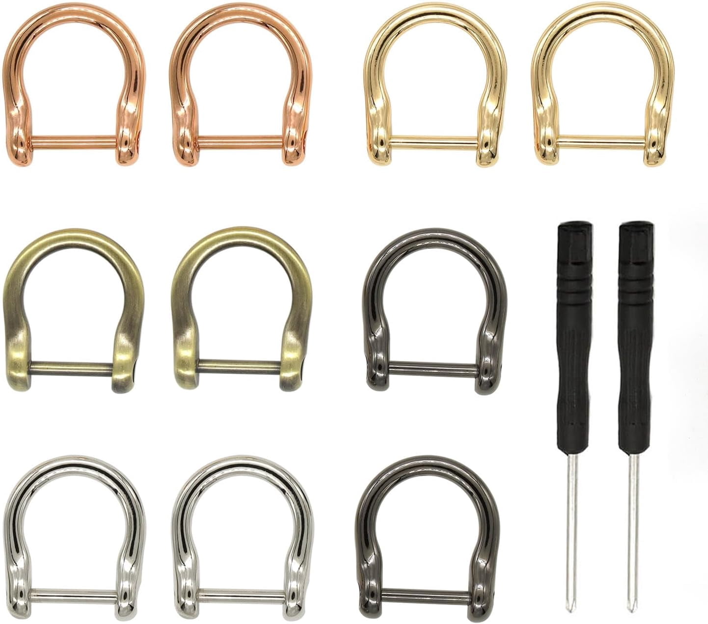 10 Pcs D-Rings Horseshoe Shape U Shape D Rings Screw in Shackle Key ...