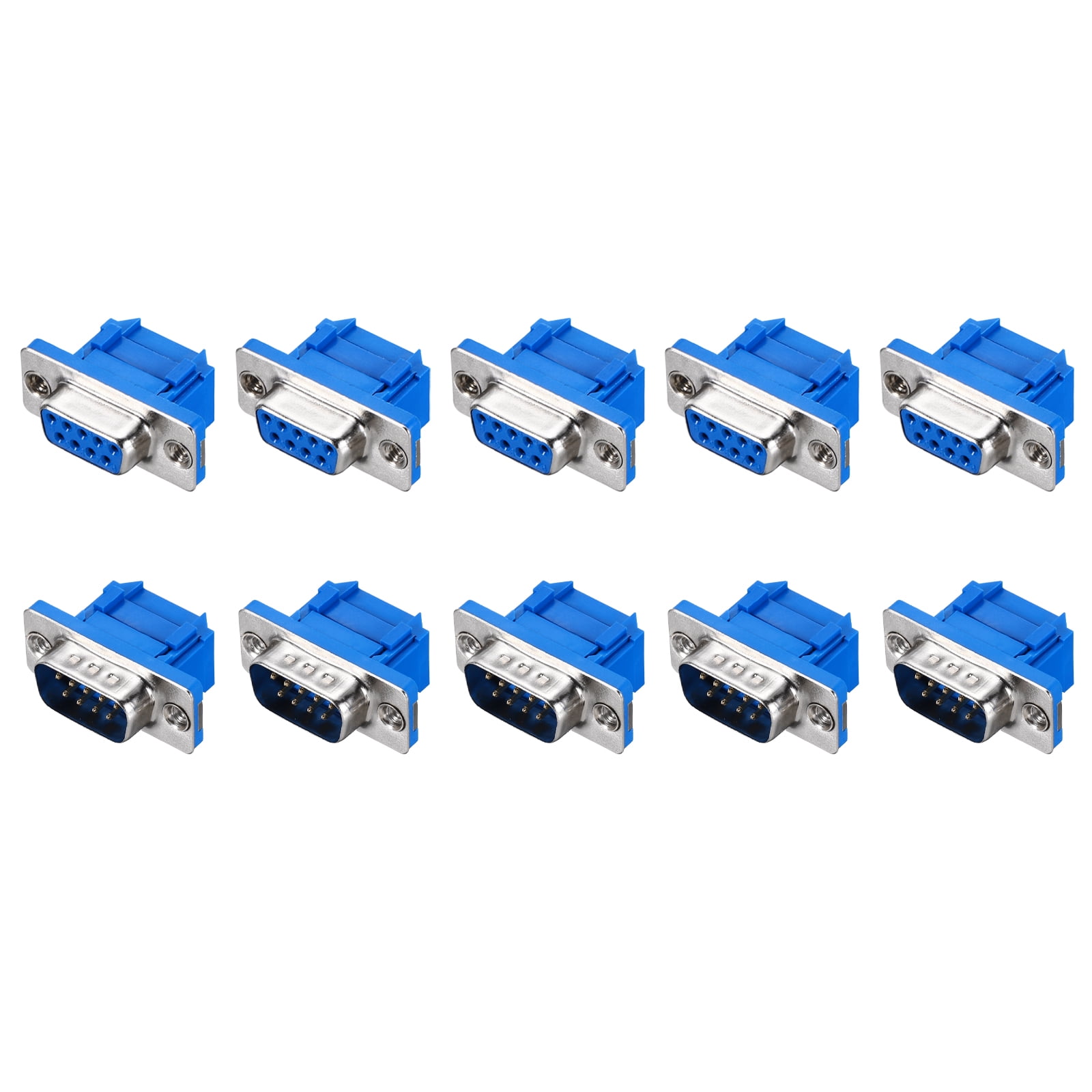 10 Pcs D-sub Connector DB9 9-pin 2-Row Male Female Serial Port Terminal ...