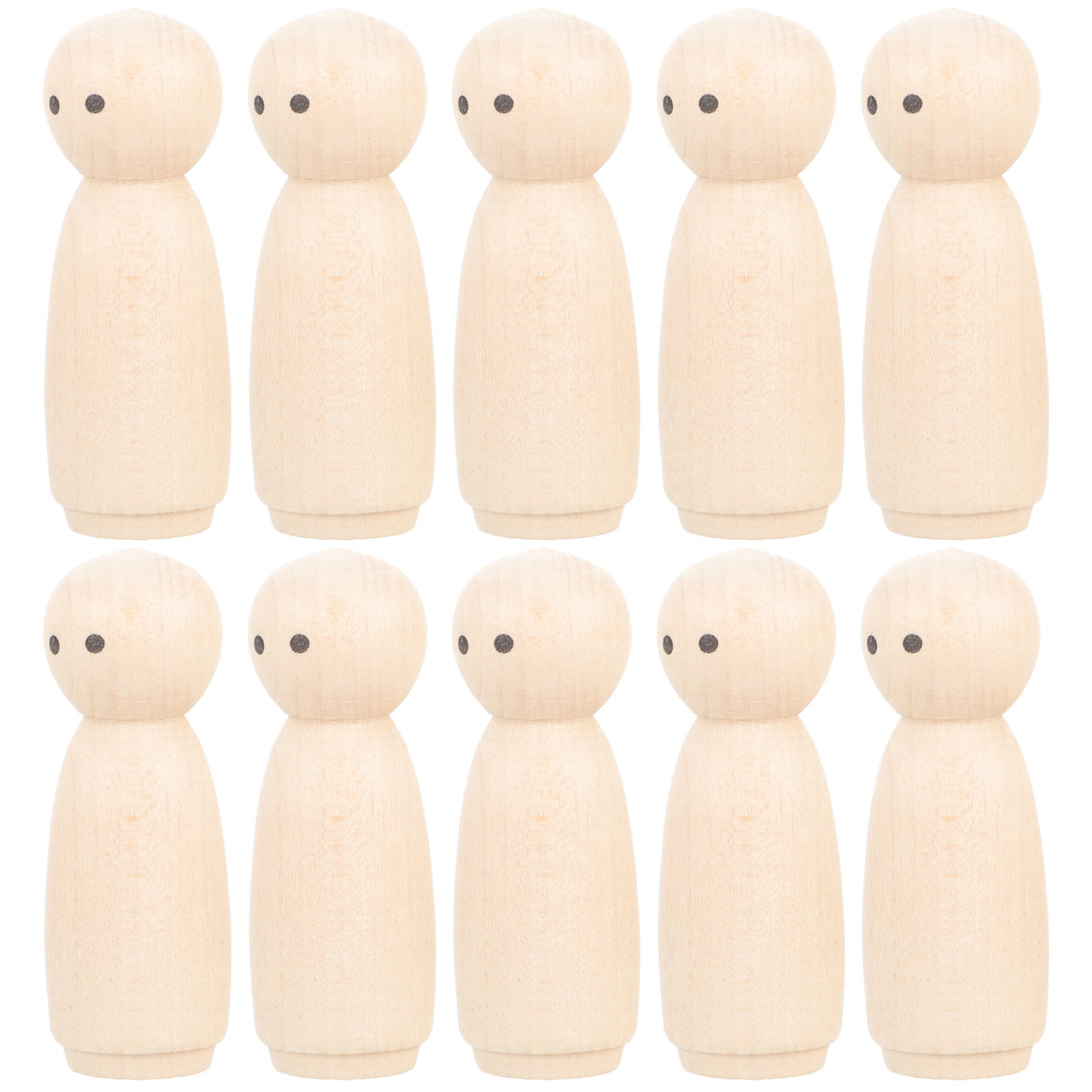 LITINKIMI Wooden People Figurines Kids Khaki 10Pcs 1.8x0.6x0.6In ...