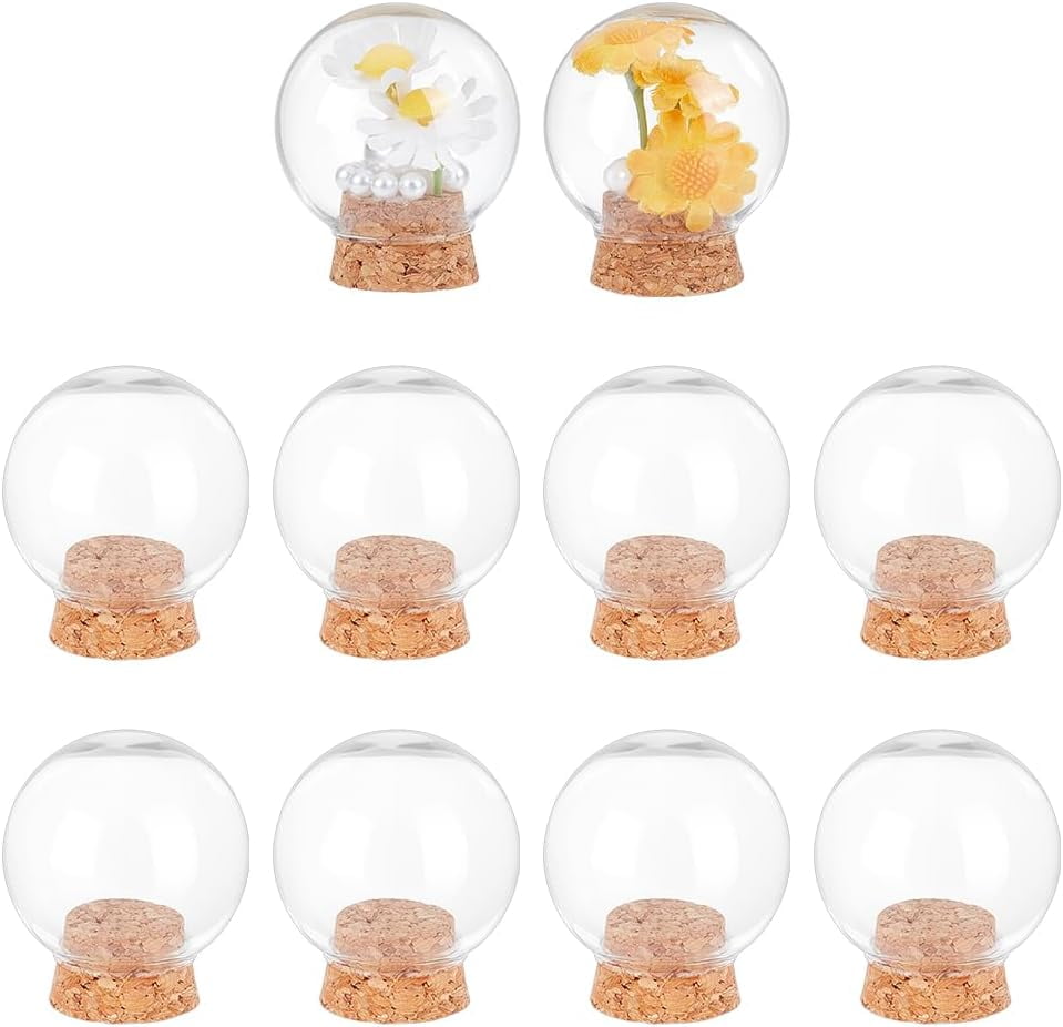10 Pcs Decorative Jars Display Case 1.77x2.05 Inch Round Glass Display ...