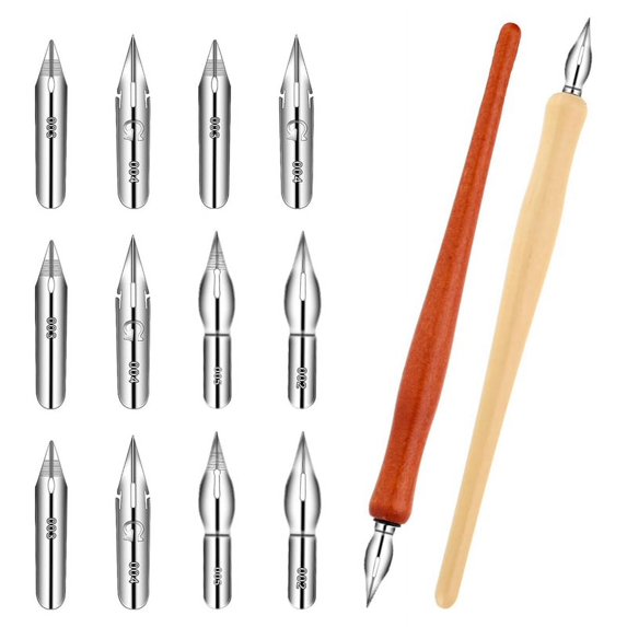 10 Pcs Dip Pen Set Nib Holder Comic Ink Calligraphy Nibs Wooden Drawing ...