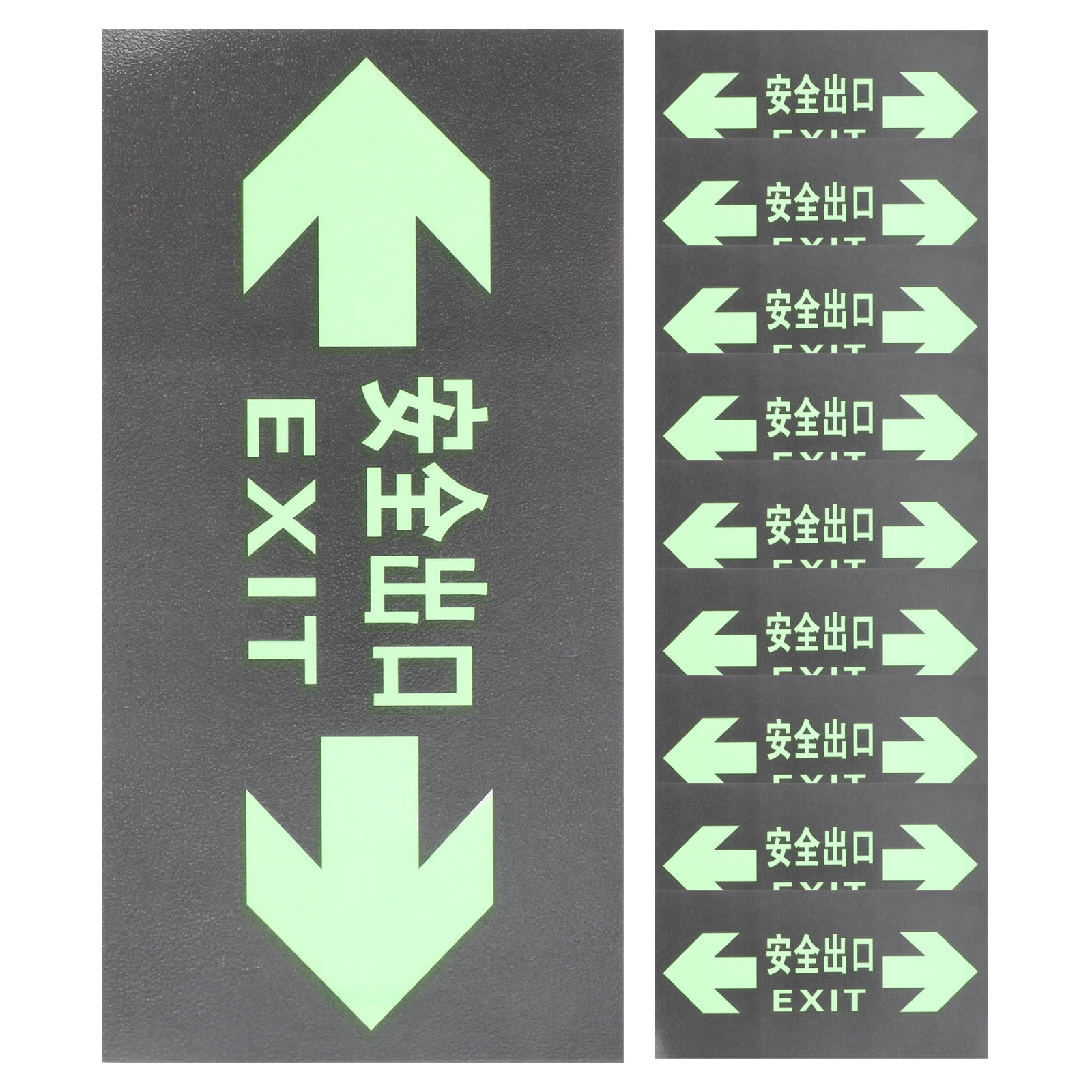 10 Pcs Directional Sign Sticker Glow-in-the-dark Safety Signs - Walmart.com