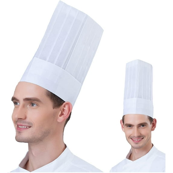 10 Pcs Disposable Chef Hats Non-Woven Paper Fiber Cap for Kids, Adults ...