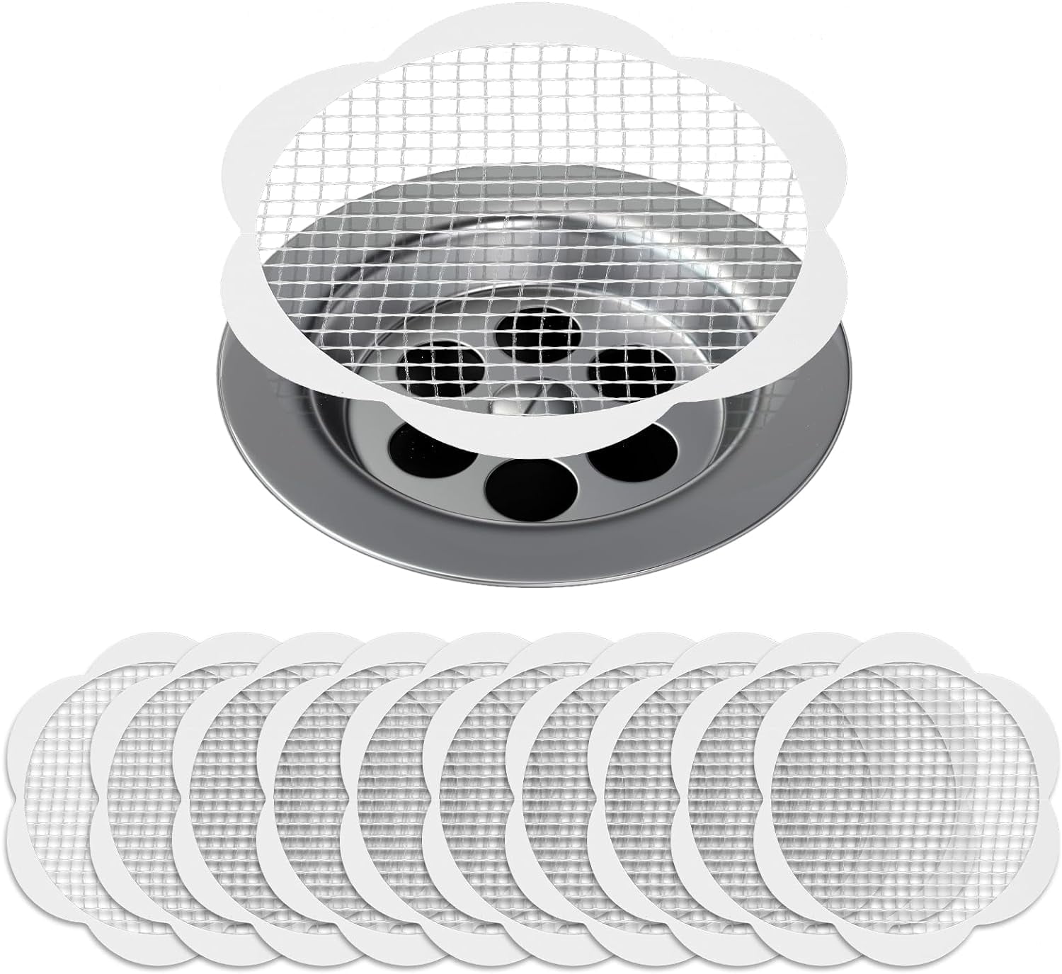 10 Pcs Disposable Hair Catcher Shower Drain Mesh Stickers Waterproof