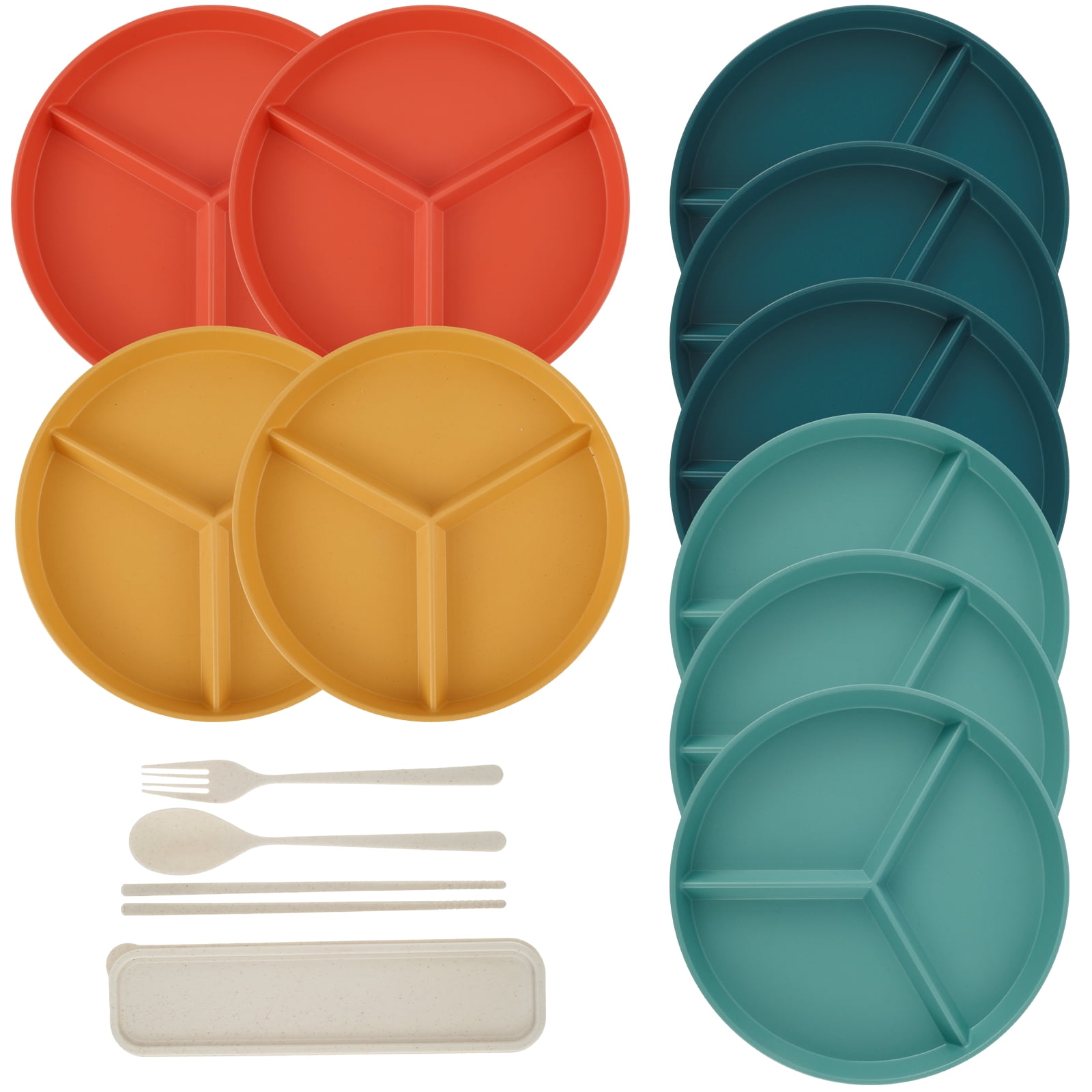 10 Pcs Divided Dinner Plates 9 Inch Unbreakable Portion Control Divided ...