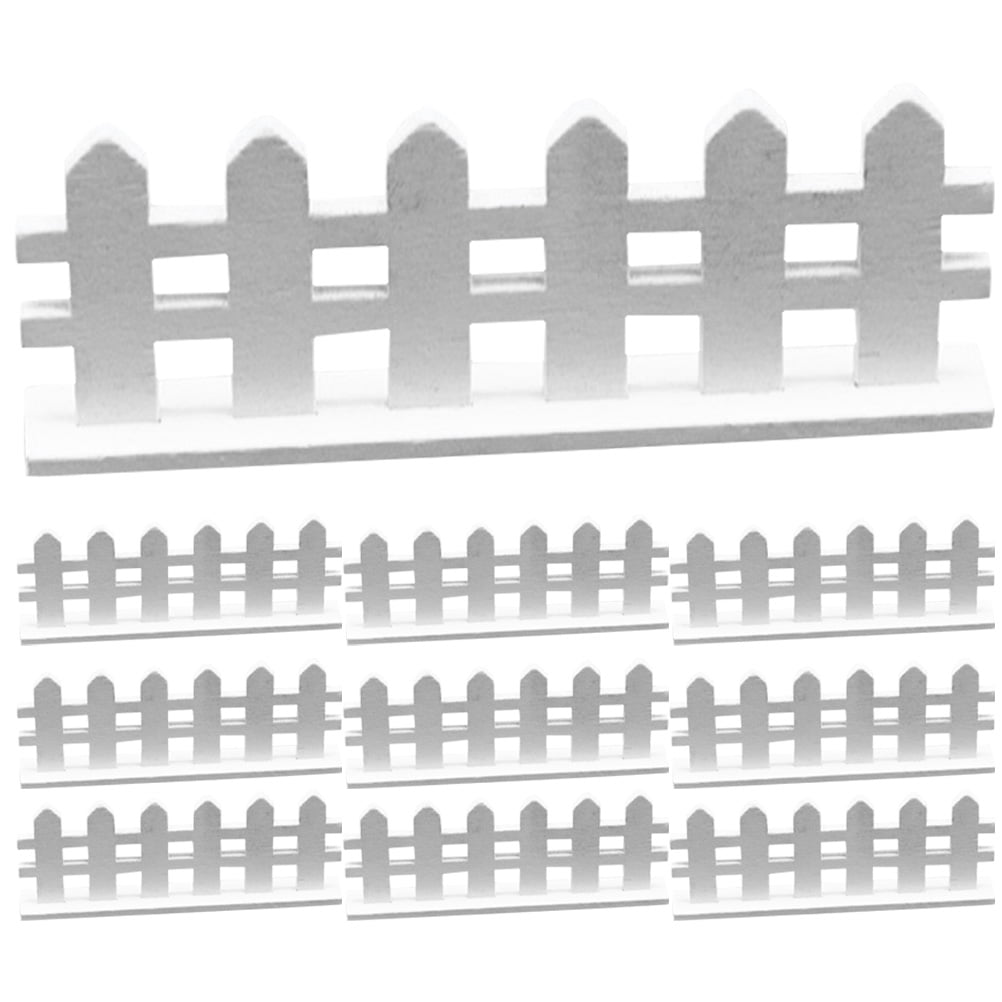 10 Pcs Miniature Wooden Dollhouse Fence Set White Small Garden Diorama ...