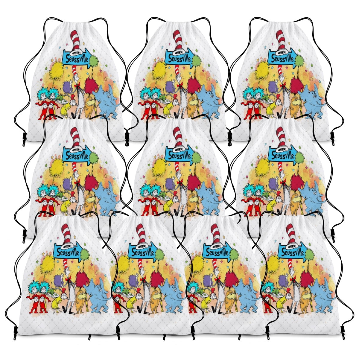 10 Pcs Dr Seuss Drawstring Bags Birthday Dr Seuss Party Decoration ...