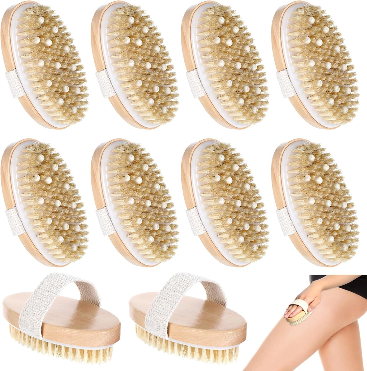 10 Pcs Dry Brushing Body Brush Exfoliating Brush with Massage Nodule ...