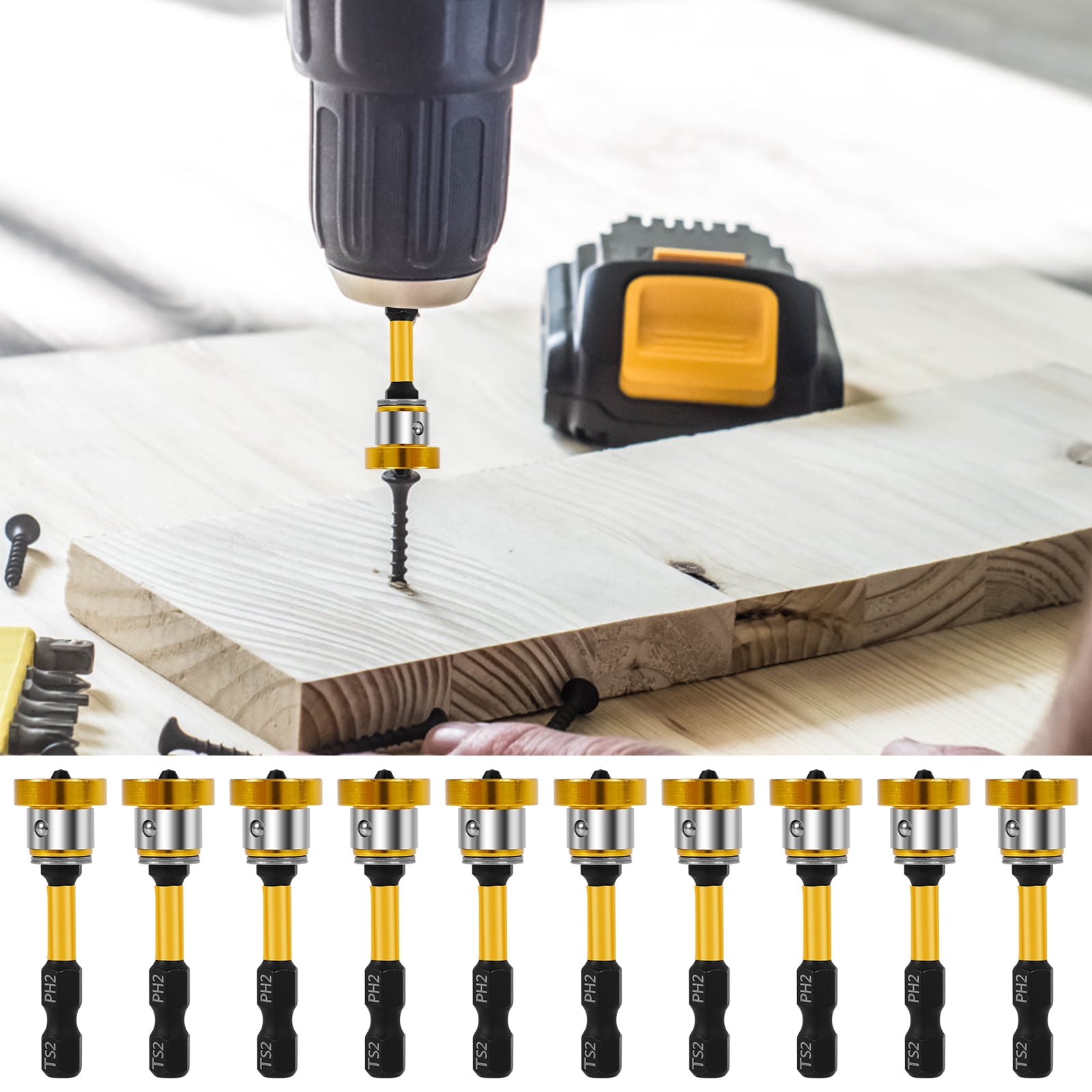 10 Pcs Drywall Screw Setter with 1/4" Hex Shank Magnetic Positioning Screwdriver Bit with Depth ...