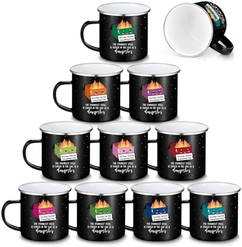 10 Pcs Dumpster Fire Enamel Mug First Responder Gifts 12oz Funny Coffee ...