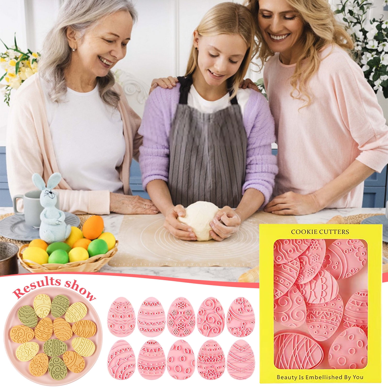 10 Pcs Easter Cookie Cutters Set Easter Cookie Stamps 3D Cookie Stamps ...