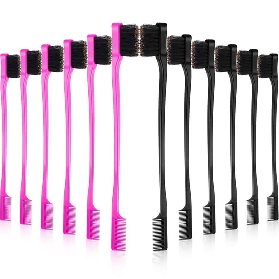 10 Pcs Edge Brush 2 In 1 Double Sided Hair Edges Brushes Combs Combo ...