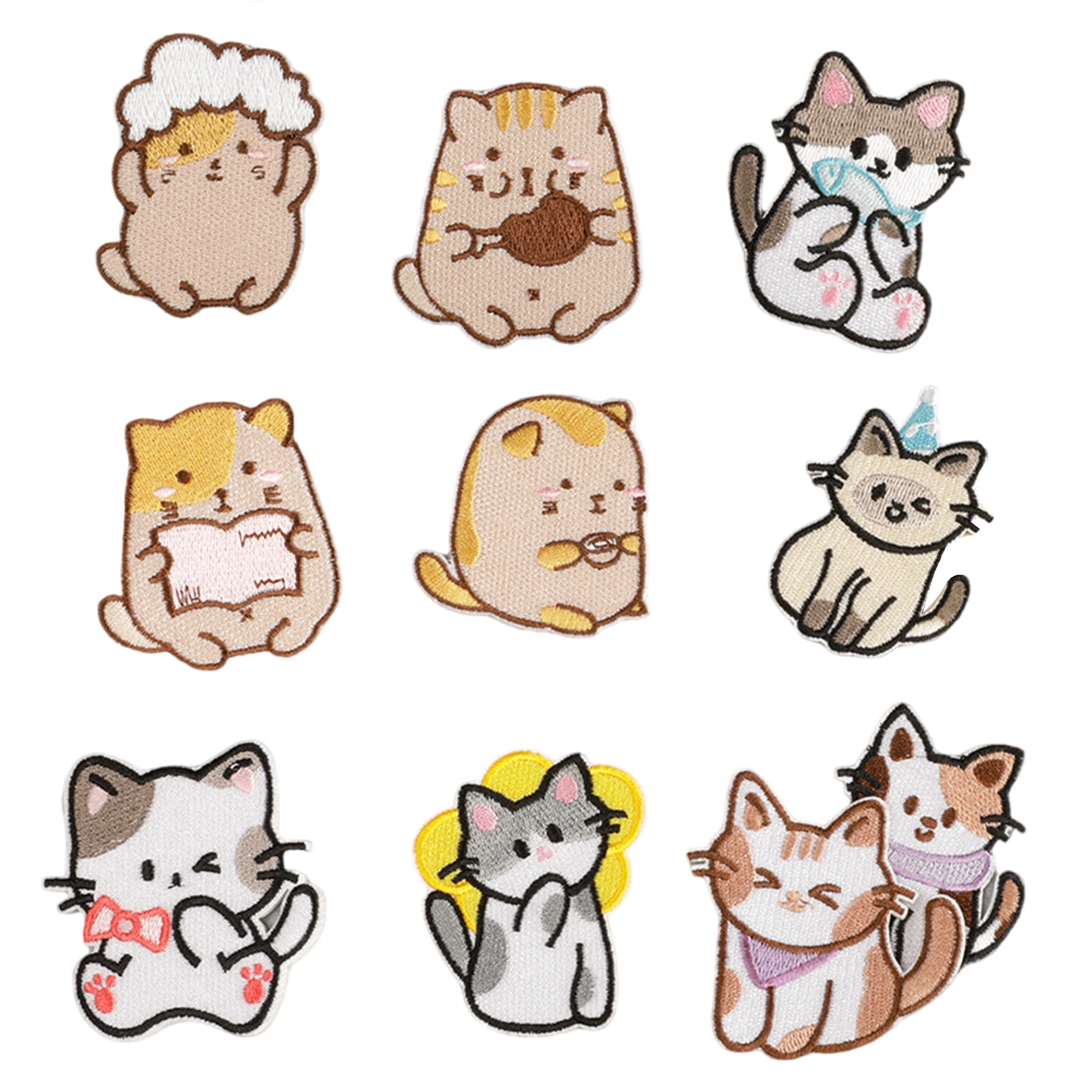 10 Pcs Embroidered Patches Cartoon Cats Sewing Patches Iron On Patches ...