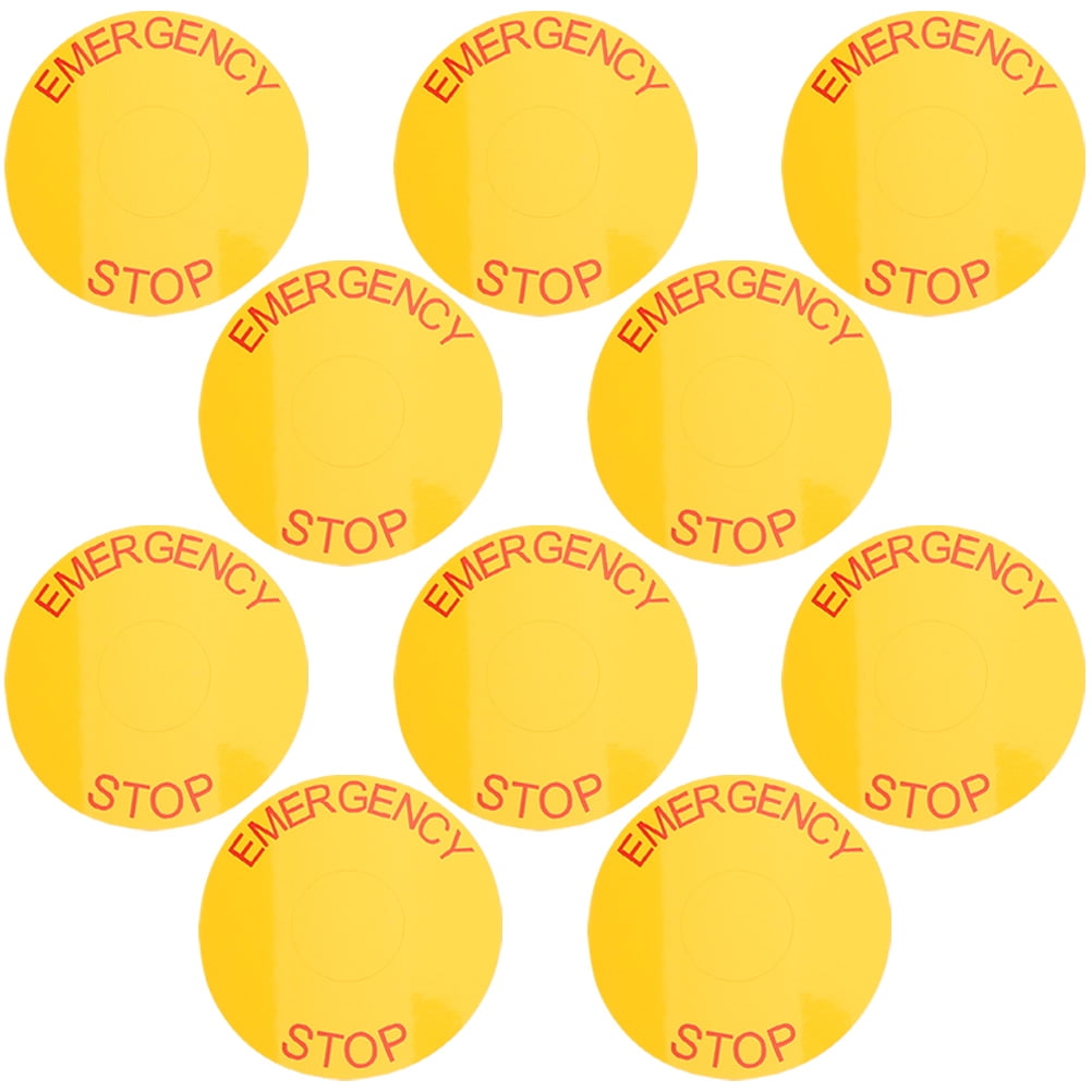 10 Pcs Emergency Stop Sign Decals Machinery Warning Stickers Caution ...