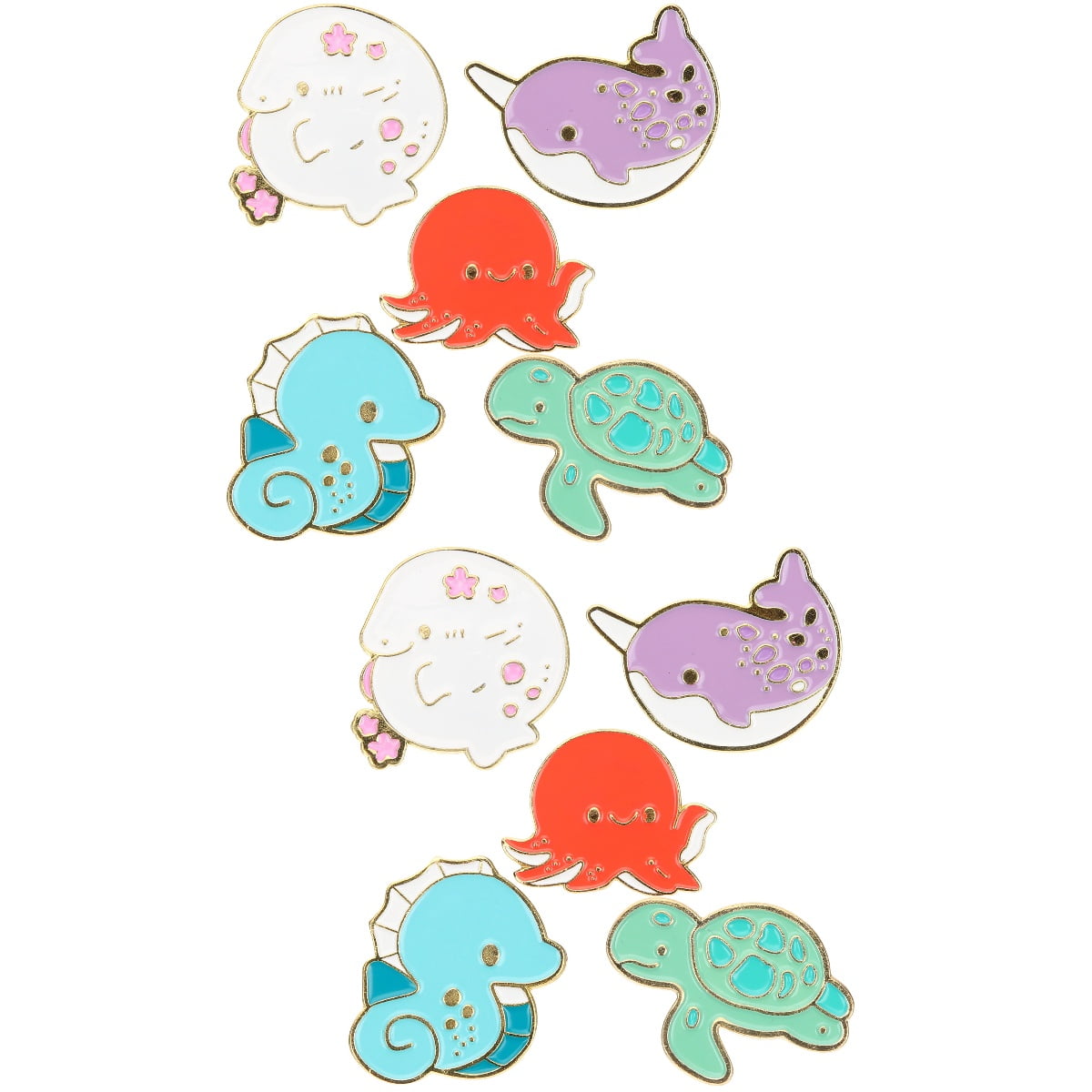 10 Pcs Enamel Pins Cartoon Animal Brooches Marine Animals Themed ...