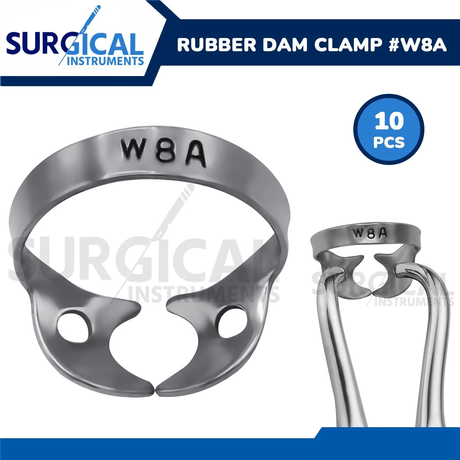 10 Pcs Endodontic Rubber Dam Clamps #W8A Stainless Steel German Grade ...