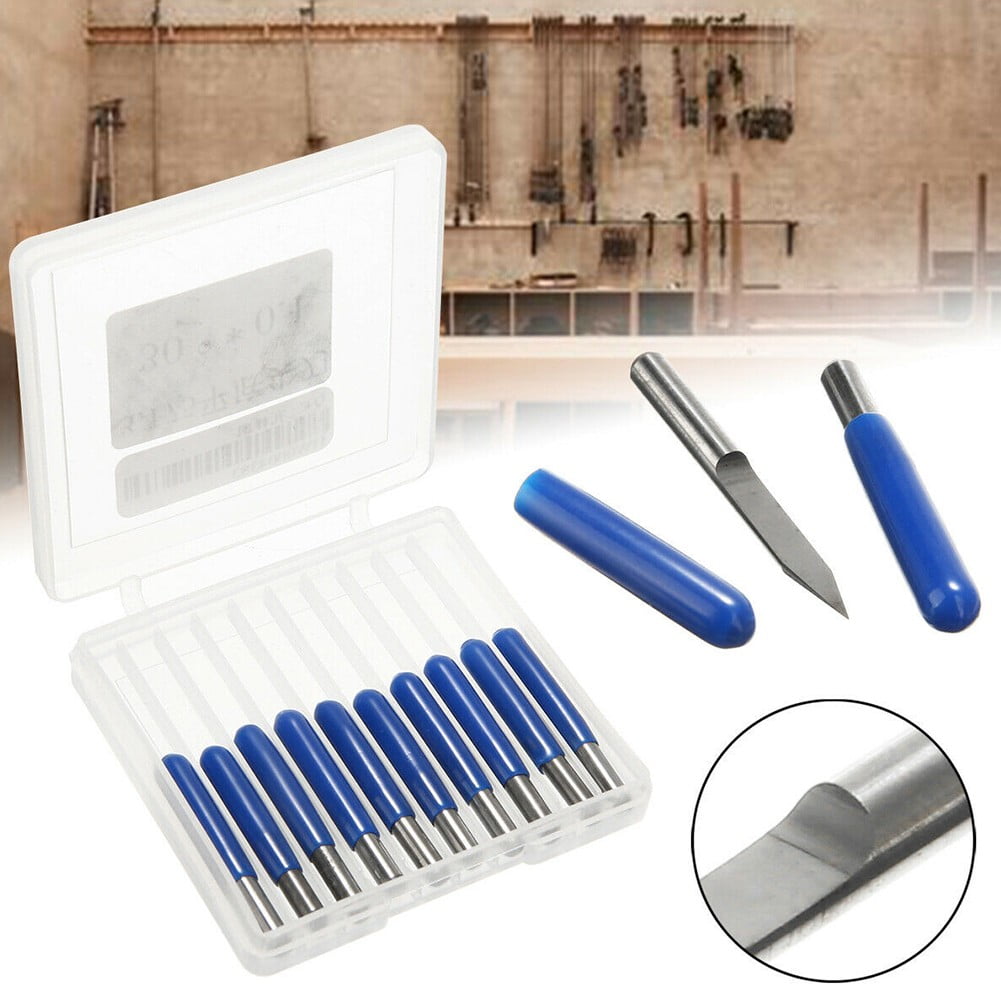 10 Pcs Engraving Bits CNC Router Tool V-shape Carbde PCB Board 0.1mm 60 ...