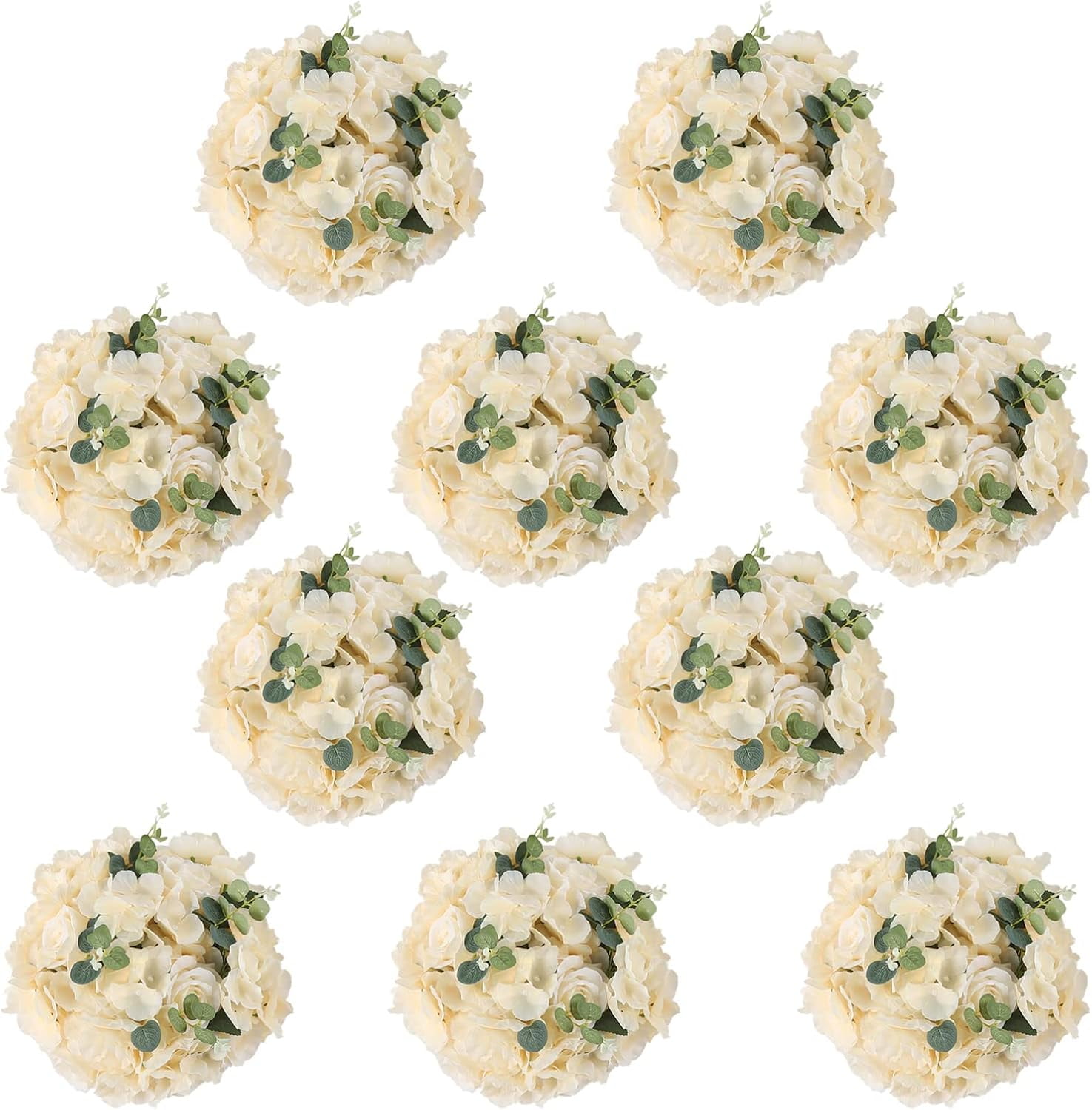 10 Pcs Fake Flower Ball Arrangement Bouquet,Artificial Flowers with 9 ...