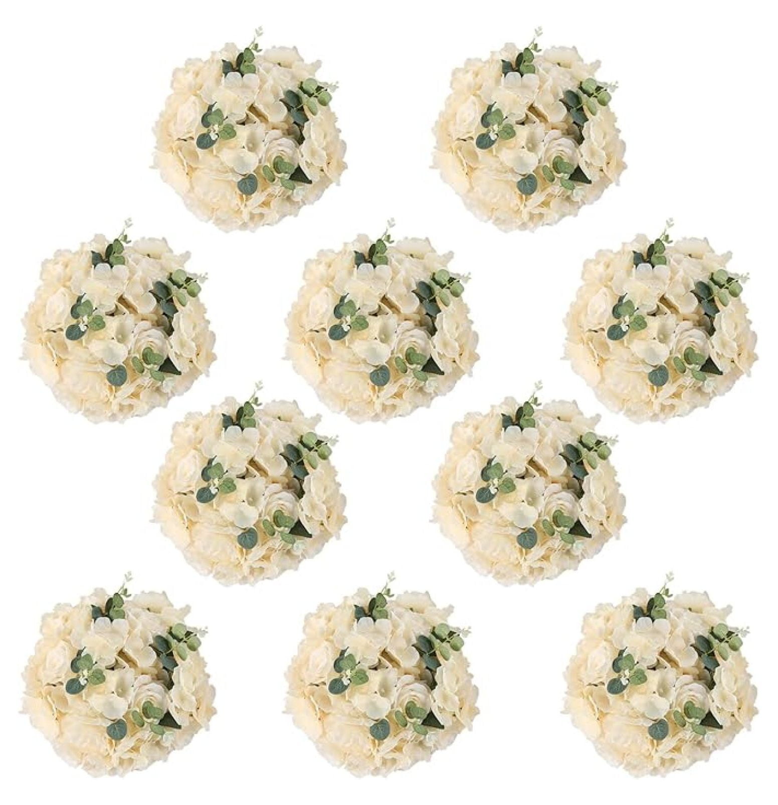 10 Pcs Fake Flower Ball Arrangement Bouquet,Artificial Flowers with 9 ...