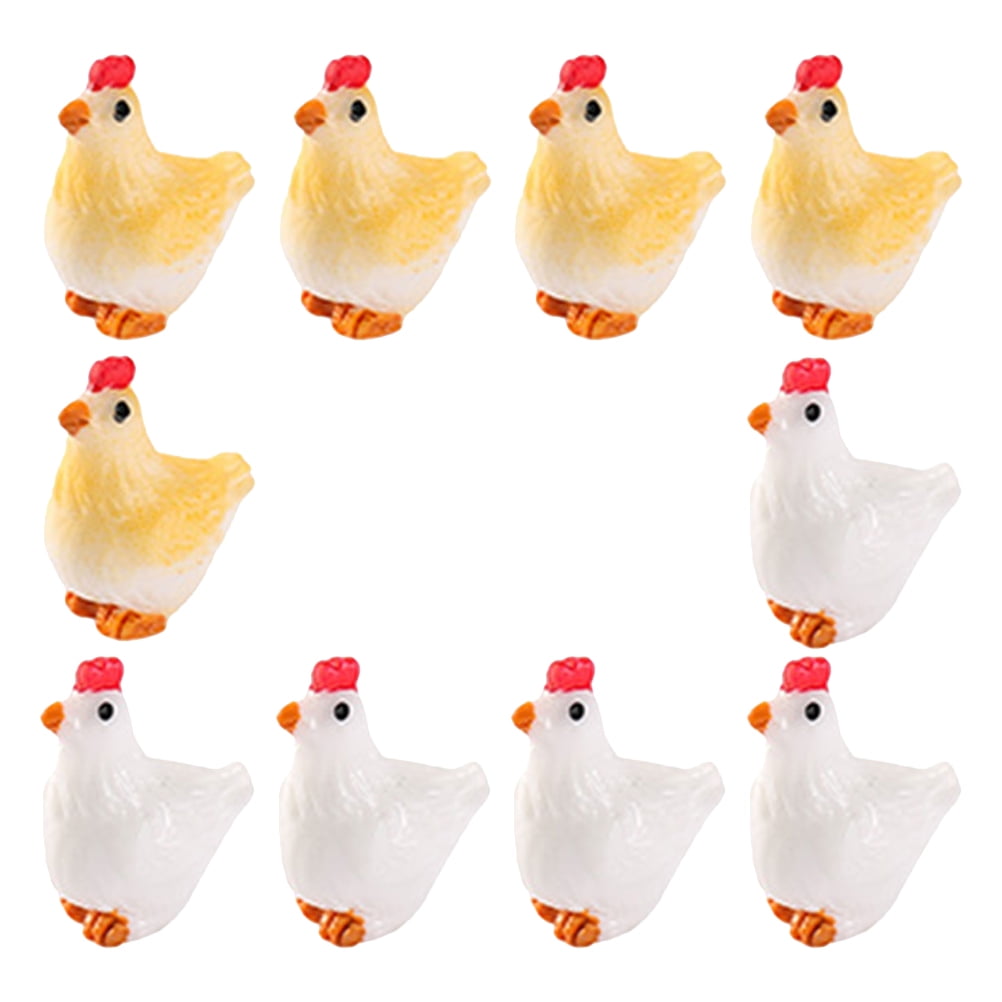 10 Pcs Farm Animal Toys Resin Hen Decor Landscape Animal Models Fairy ...