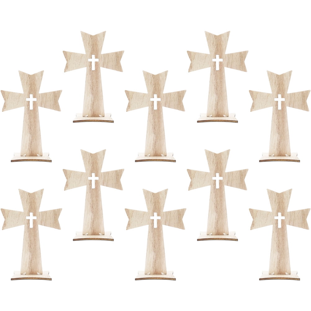 10 Pcs Faux Cross Crafts Rustic Standing Home Decor Crosses Baby ...