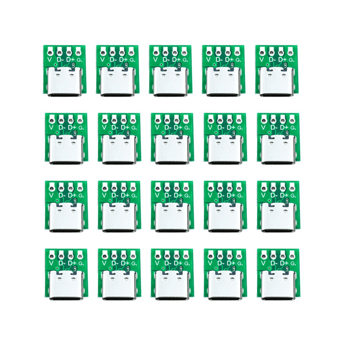 10 Pcs Female Connector USB Type C Breakout Board with PCB Converter Board for Data Line Wire ...