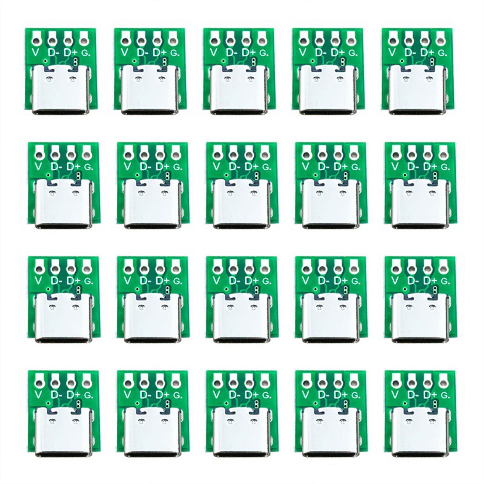 10 Pcs Female Connector USB Type C Breakout Board with PCB Converter ...