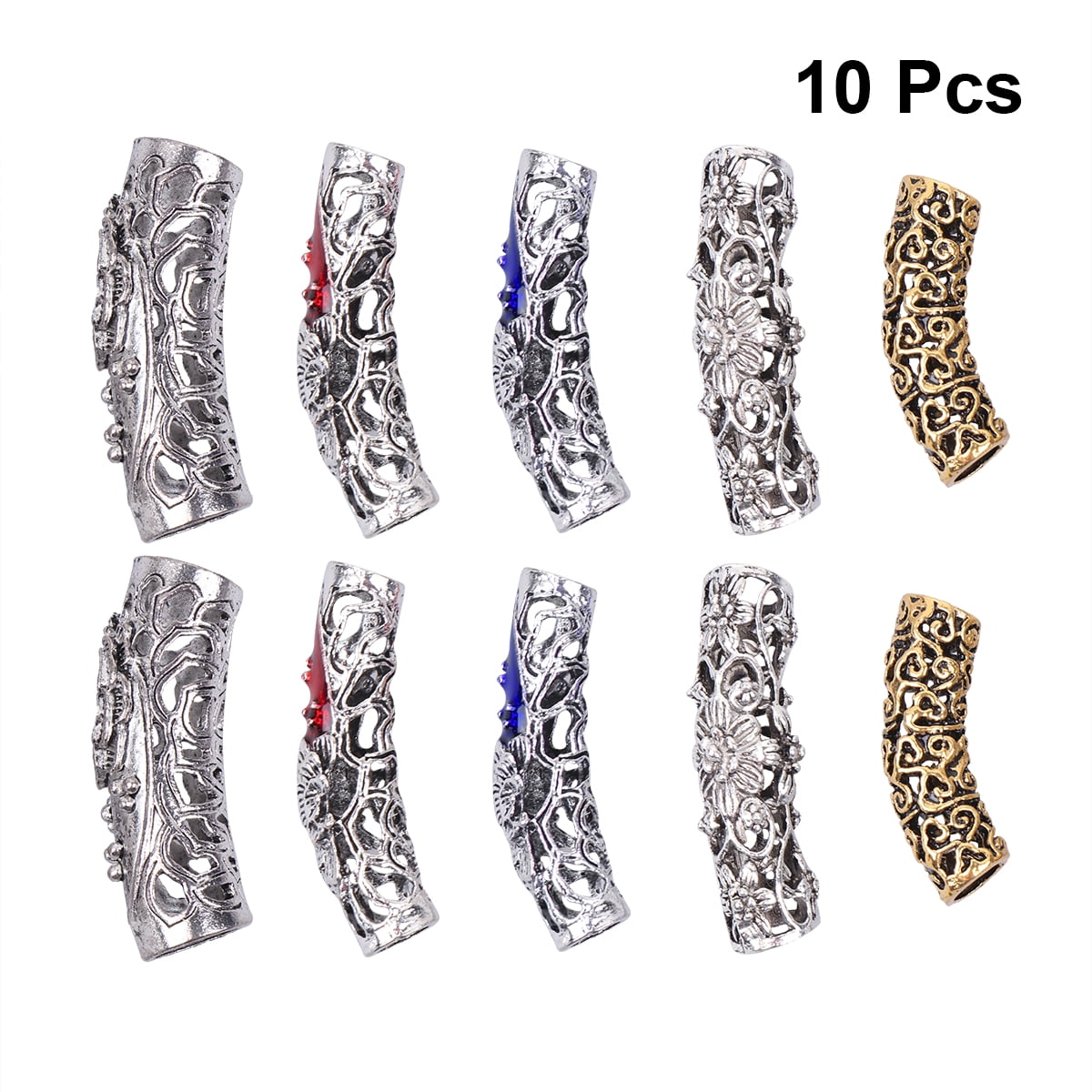 10 Pcs Filigree Tube Hair Cuffs Curling Wand Rollers for Curtain Bangs ...